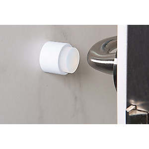 EVI | Wall Adhesive Doorstop | 1.1'' X 1.1'' | Great Adherence | 100% Functional | Mod. 198/28 (White Lacquered Stainless Steel - White Rubber)