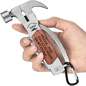VEITORLD All in One Tools Hammer Multitool, Gifts for Dad from Daughter Son, Best Top Presents Stocking Stuffers, Unique Personalized Birthday Gift Ideas for Men Stepdad Him(Dad Are Hero)
