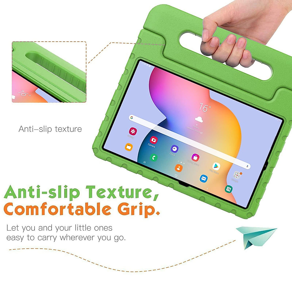 Viahoo Kids Case for Samsung Galaxy Tab S6 Lite 10.4" Tablet 2024 2022 2020 Model SM-P610/P615/P613/P619 Kid-Proof and Shockproof Tablet Case Flexible Durable Cover with S Pen Slot, Green