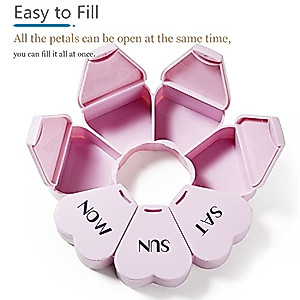 MOLN HYMY Cute Weekly Pill Box 7 Day, Heart Shaped Pill Case Organizer 1 time a Day, Purple Pink Pill Container Once Daily, Large Medicine Dispenser for Vitamin/Fish Oil/Medication/Supplements