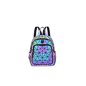 Women Geometric Luminous Backpack Handbag Fashion Shoulder Bag Lingge Flash Travel Rucksack 1304