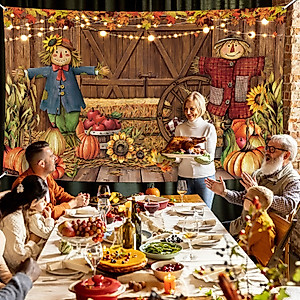 WovWeave Fall Thanksgiving Banner Autumn Party Background Decorations Fall Pumpkin Maple Backdrop for Thanksgiving Harvest Birthday Baby Shower Photo Booth Props Supplies Party, 72.8 x 43.3 Inch