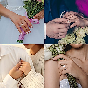 1.5ct Moissanite Promise Rings for Her, D Color VVS1 Clarity Lab Created Diamond Rings Brilliant Round Cut Side Stone Moissanite Engagement Ring Rhodium Plated S925 Sterling Silver Moissanite Rings