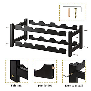 BAMEOS Wine Rack Freestanding 8 Bottle 2 Tier Bamboo Wine Racks Countertop Cabinet Wine Holder Wine Storage Shelf for Kitchen, Bar, Pantry, Wine Cellar, Countertop Black (16.85 L x 9.25W x 7H)