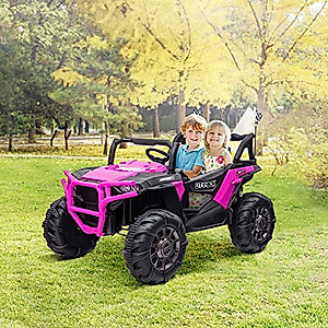 TOBBI 12V Electric Kids Ride-On Car SUV with MP3, 3 Speeds, LED Lights, 2.4G Remote Control, 4 Big Shock-Absorbing Tires, Gift,Rose Red