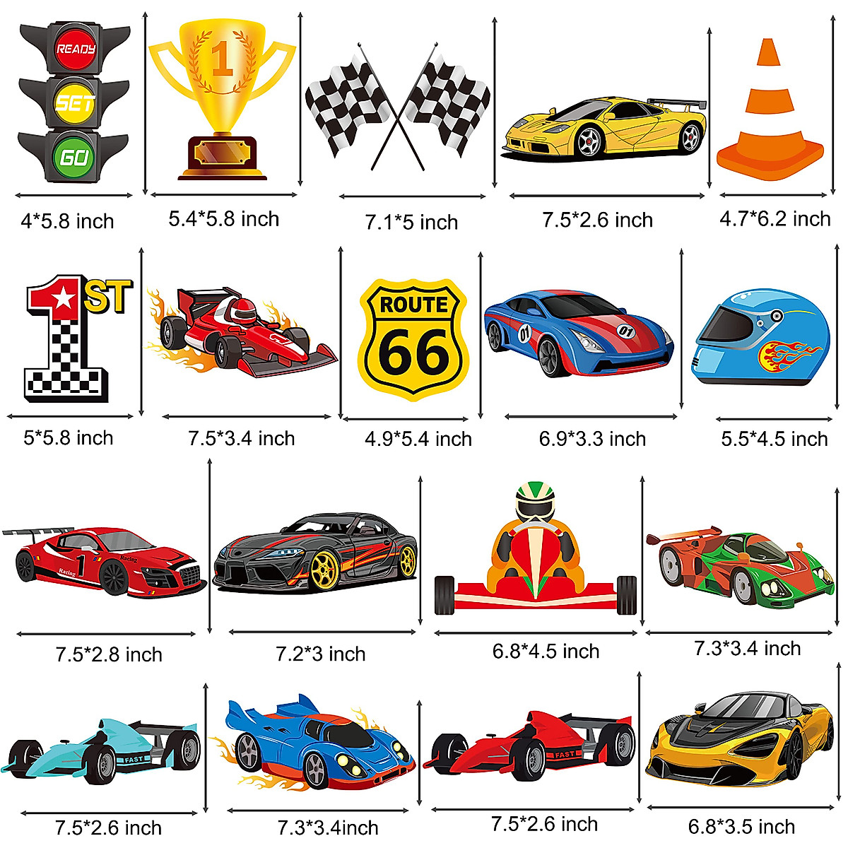 20 Pcs Race Car Hanging Swirl Decorations Racing Birthday Party Decorations Checkered Flags Racing Swirls Ceiling Decor for Boys Let's Go Racing Birthday Party Supplies