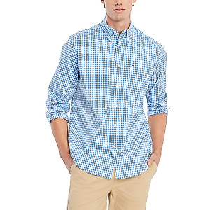 Tommy Hilfiger Men's Long Sleeve Casual Button Down Shirt in Classic Fit, Blooming Blue