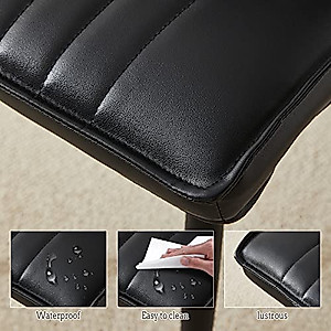 TUKAILAi Faux Leather Dining Chairs Set of 4, Mid Century Modern Leisure Chair, PU Upholstered Seat Side Chair with Metal Legs for Kitchen, Living Room, Lounge (Black)