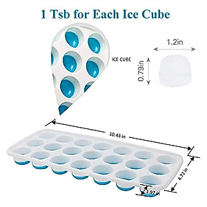 Ice Cube Trays with Lids BPA Free, 4 Pack Easy Release Silicone Ice Cube Trays for Freezer 84 Sphere Ice Tray with Stackable No Spill Lids, Dishwasher Safe, Blue & Green