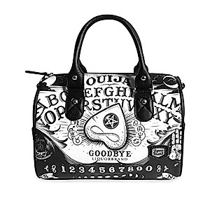 Liquorbrand Liquor Brand Ouija Board II Occult Horror Goth Round Purse Handbag, Black, Medium
