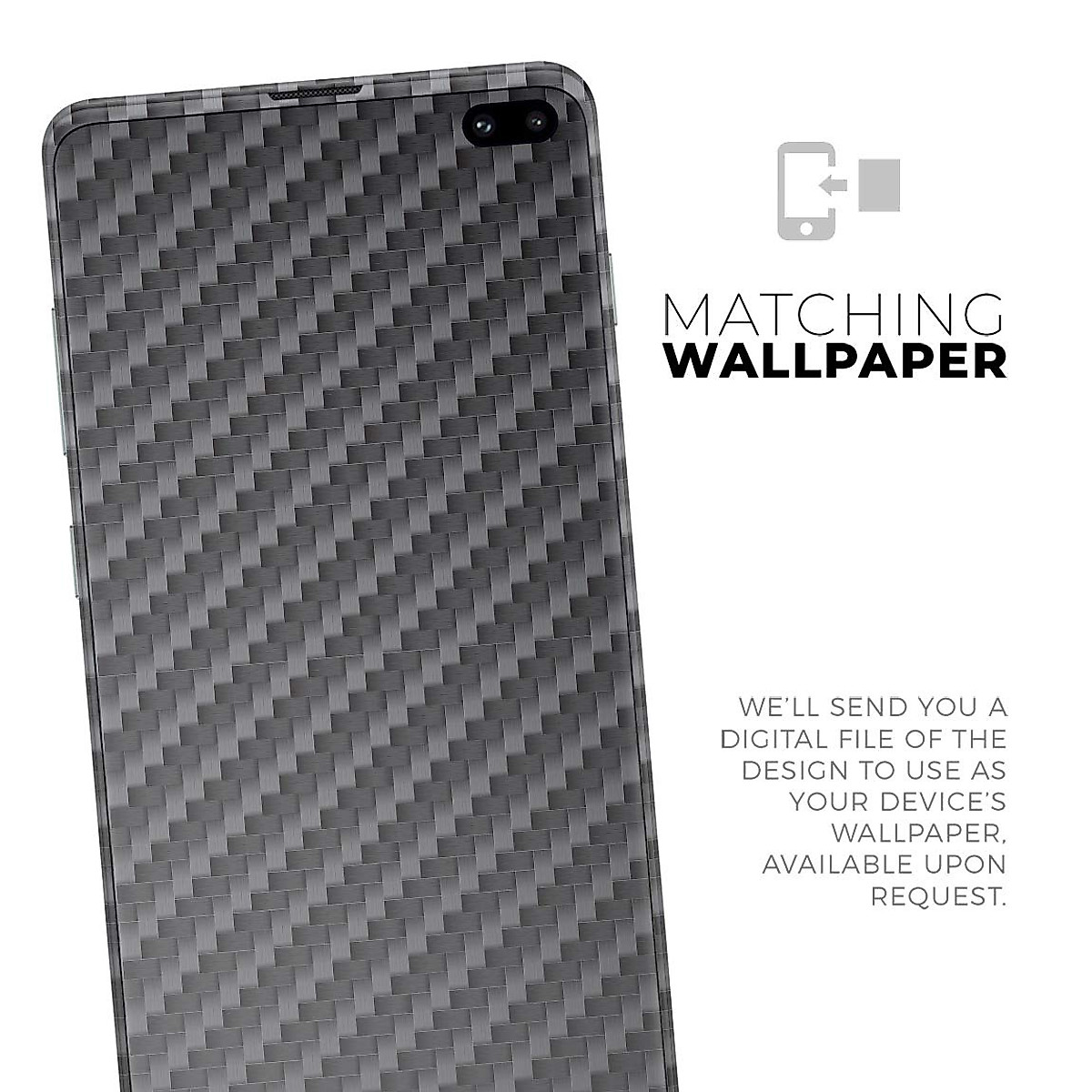 DesignSkinz Textured Black Carbon Fiber Protective Vinyl Decal Wrap Skin Cover Compatible with The Samsung Galaxy S20 (Screen Trim & Back Glass Skin)