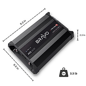 Stetsom Bravo HQ 800.4 Multichannel Car Audio Digital Amp - 2 Ohms Stable, 800 Watts RMS, 4 Independent Channels, Variable Crossover, Full Range, Car Stereo ds Bridge Speakers 800x4, RCA & High Input