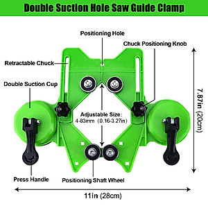 MARSBASE Diamond Hole Saw Kit, 10 PCS Dry/Wet Brazing Tile Core Guide Jig Hollow Drill Bits Sets with Double Suction Cups for Ceramic, Glass, Porcelain, Marble, Granite