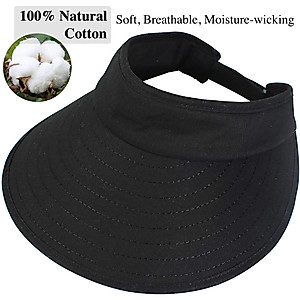 2PCS Wide Brim Sun Visor Hat Women Large UV Protective Golf Beach Cap, Design in Korea