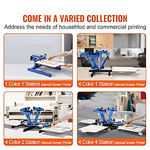 VEVOR Screen Printer 4 Color 2 Station Silk Screen Printing Kit 55x45cm T-Shirt Screen Printing Machine Screenprint Press (4 Color 2 Station)