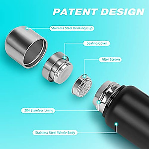 Insulated Water Bottle, 27oz Stainelss Steel Double Wall Vacuum Insulated Bottle with Lids, Sports Water Bottle Thermos Keeps Cold and Hot for Driving, Hiking, Camping, Climbing (Black)