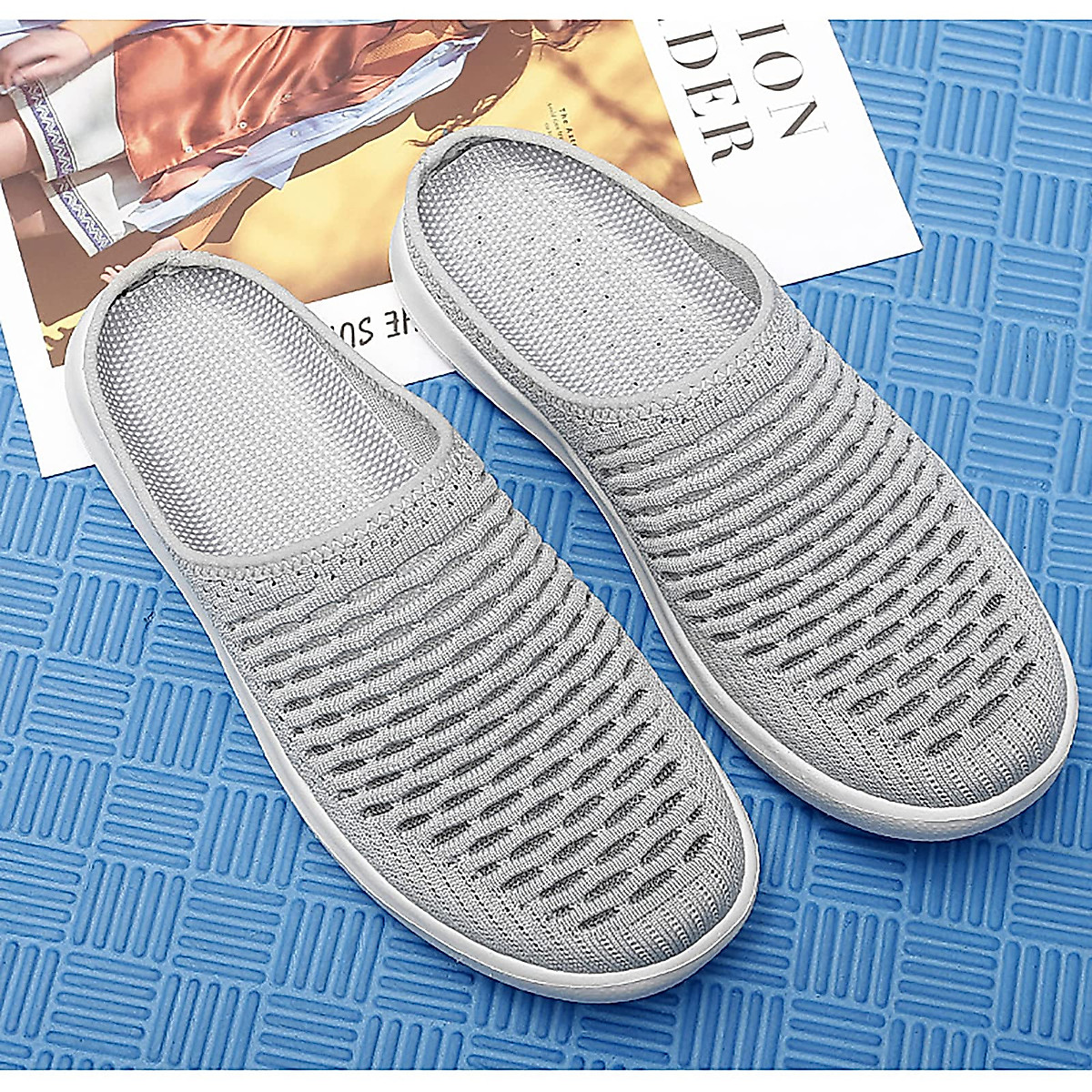 WENOREG Women's Platform Hollow Out Slip On Lightweight Mule Sneakers,Summer Open Back Flats Fashion Mesh Breathe Comfort Walking Shoes Closed Round Toe Low Top Loafer (Black,10,10)