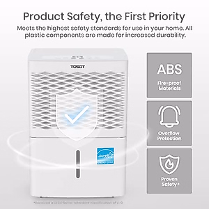 TOSOT 50 Pint with Internal Pump 4,500 Sq Ft Dehumidifier Energy Star - for Home, Basement, Bedroom or Bathroom - Super Quiet (Previous 70 Pint)