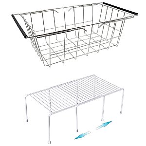 Chest Freezer Organizer Bin Expandable Wire Basket Storage, Cabinet Shelf Organizer Freezer Shelf Rack