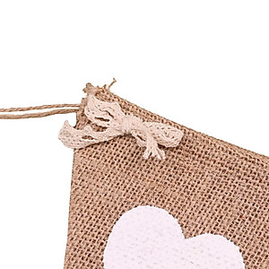 Dartsz MR & MRS Burlap Banner Heart Triangle Flags Pennant for Rustic Wedding Engagement Bridal Shower Party Decorations