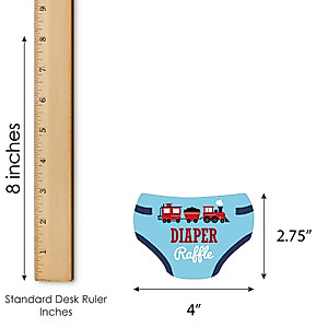 Big Dot of Happiness Railroad Party Crossing - Diaper Shaped Raffle Ticket Inserts - Steam Train Baby Shower Activities - Diaper Raffle Game - Set of 24
