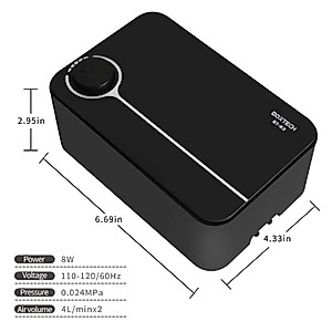 Aquarium Ultra-Quiet Air Pump - Adjustable Fish Tank Aerator with Dual Outlet Pump, 8w 8L/min Oxygen Pump for 20-600 Gallon Tank (Only Air Pump)