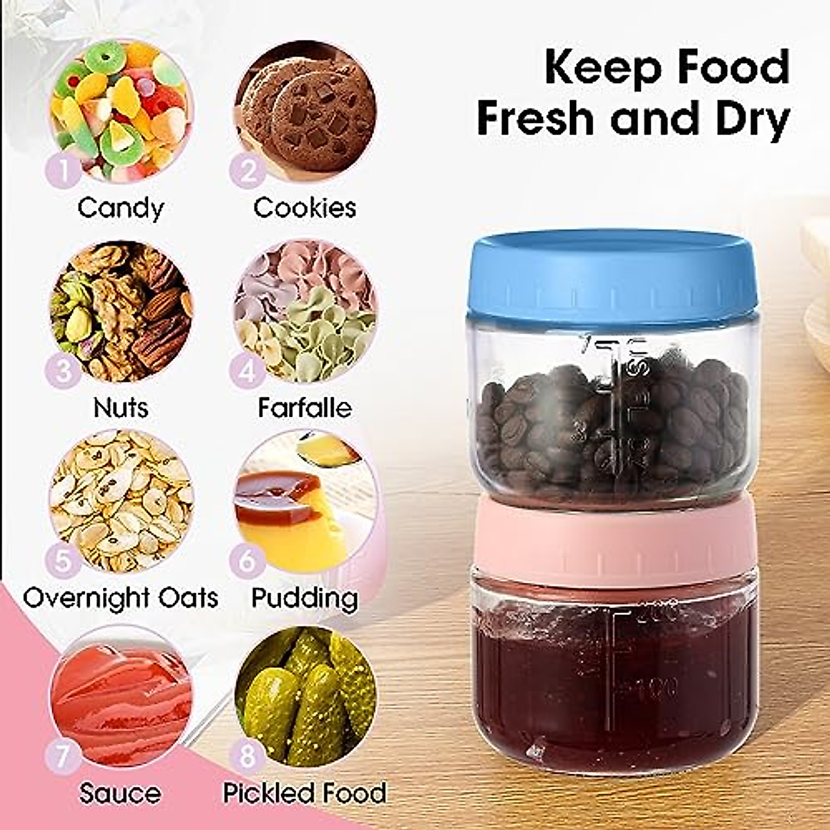 KITCHOP 4 Pack Overnight Oats Containers with Lids, Glass Jars with Lids, Mason Jars with Airtight Lids, Glass Storage Containers for Leftover, Breakfast and Lunch(9.1 oz)