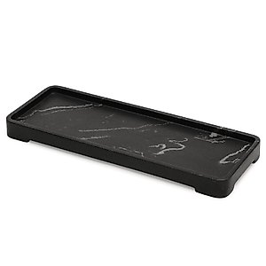 Suanti Bathroom Vanity Sink Counter Organization,Black Marble Style Vanity Countertop Organizer for Soap Towel Perfume Holder Plant Bathroom Accessories-Small