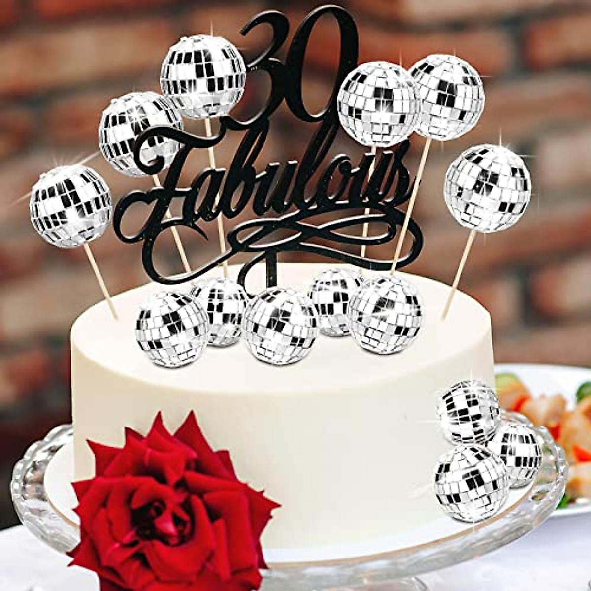 40 Pieces Disco Ball Cupcake Toppers Silver Disco Ball Cake Toppers Disco Ball Centerpiece Decor 70s Disco Theme Cake Decoration for Birthday Disco Theme 70s Party (1.18'')