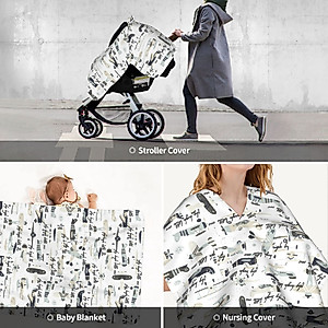 ALYYDFF Baby Car Seat Cover for Babies Breathable Carseat Canopy for Newborn Nursing Scarf with Peekaboo Opening - Cute Airplane Print White
