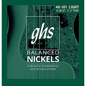 GHS Strings GHS Balanced Nickels 4 Bass Strings Light Gauge (37.25" Winding) (4L-NB), Silver