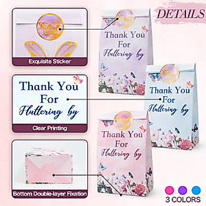 HEJIN Butterfly Candy Bags 30 PCS Gift bags with Stickers Pink and Purple - Thank you Party Favor Goodie Bags - Medium Butterflies Candy Treat Bags for Girls Kids Birthday Party, Baby Shower, Easter