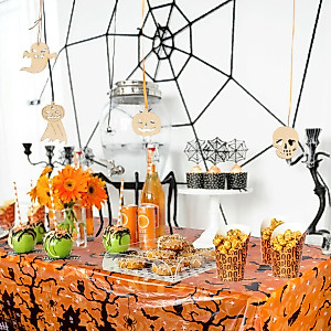 CIEOVO 6 Pieces Halloween Table Cover, Halloween Rectangle Plastic Tablecloth Pumpkin Cobweb Spider Pattern Table Cover for Halloween Kitchen Dinning Room Party Decoration Supplies
