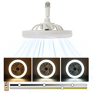MS4U 10" Multi-Directional Light Socket Fan with Remote, Screw in Ceiling Fan in Light Socket for Enhanced and Adjustable Comfort
