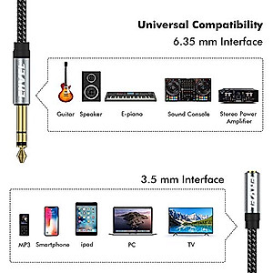ENVEL 6.35mm 1/4 to 3.5mm Headphone Adapter,TRS 1/4 Male to 3.5mm 1/8 Female Stereo Audio Adapter Gold Plated (Grey)