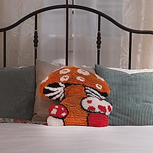 Lunar Sol Mushroom Pillow Boho Throw Pillow - Cute Stuff Soft Plushie Squishy Stuffed Pillows Aesthetic Indie Hippie Decor & Accessories for Bed, Car, Home - Fun Mushroom Decorations, 15" x 17"
