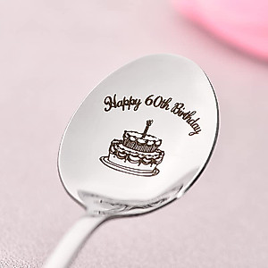 Happy 60th Birthday Spoon Gifts for Women Men Birthday Gift for 60 Year Old Dad Mom Wife Sister 60 th Birthday Gifts for Women Men 60 Year Old Birthday Gifts for Him Her 60 Birthday Gifts Spoons