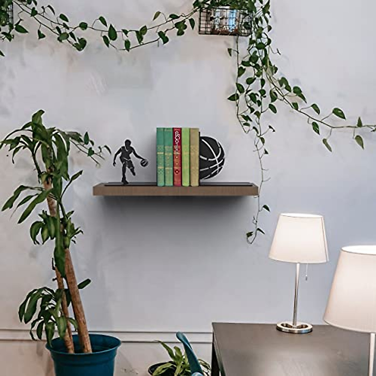 ESGO Basketball Bookends - Bookends for Shelves, Book Ends for Office, Modern Bookends for Desk and Bookshelves, Metal bookends, Heavy Duty Metal Black Bookend Support, Creative Book Ends.