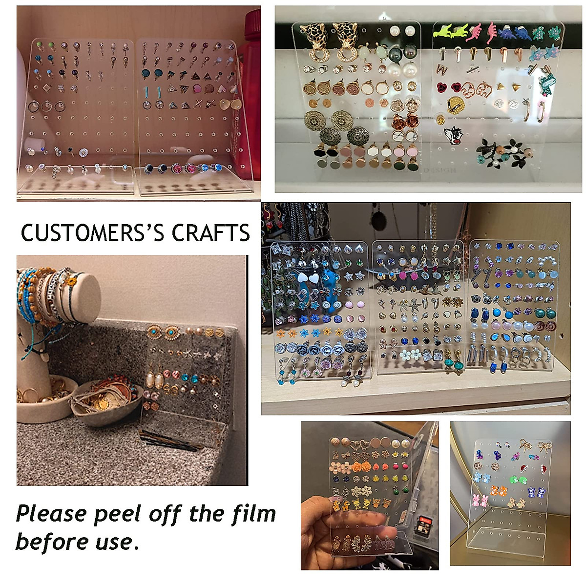 PH PandaHall 4 Pack 72 Holes Acrylic Earring Holder Organizer Ear Studs Jewelry Storage Display Rack Showcase Earrings Display Stand Earring Storage for Selling Retail Marketing Personal 3x2x4.5inch