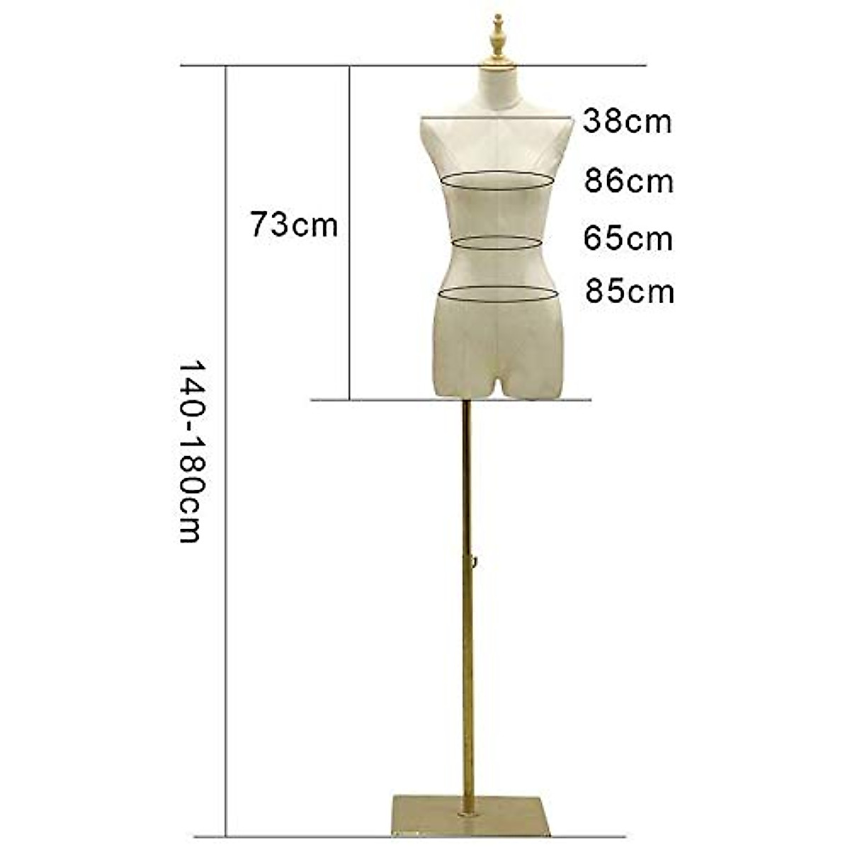 Mannequin Torso Mannequin Dress Form Torso Female Tailors Dummy Dressmakers Dummies Fashion Students Display Bust with Wood Arm Detachable Used for Apparel Jewelry Show (A Medium)