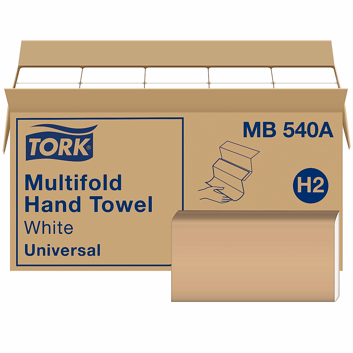 Tork Multifold Hand Towel White H2, Universal, 100% Recycled Fibers, 16 x 250 Towels, MB540A