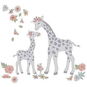Lambs & Ivy Giraffe and a Half Pink/Gray 4-Piece Nursery Baby Crib Bedding Set
