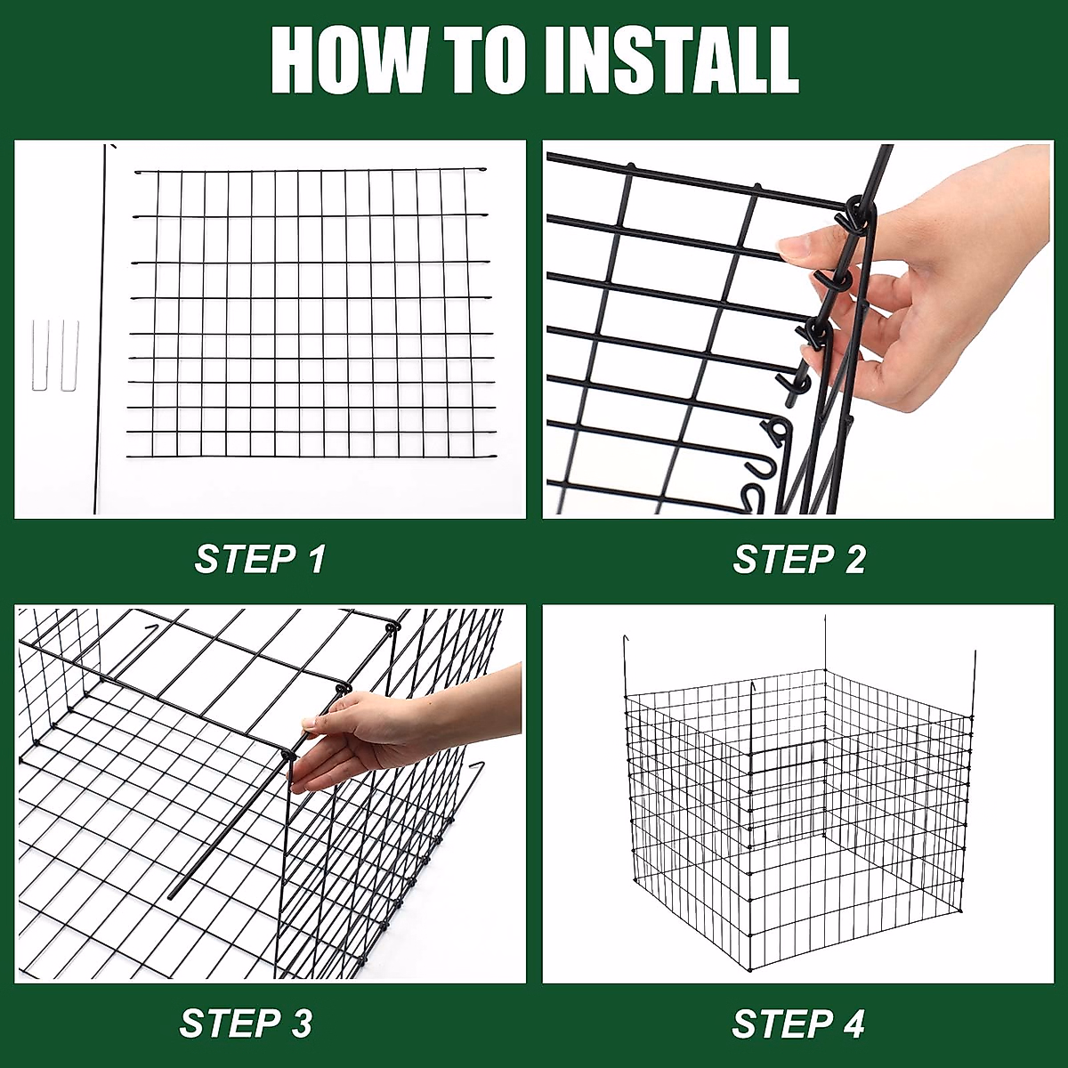 Hicarer 2 Pack Large Outdoor Wire Compost Bin 30 x 24 Inch Garden Compost Bin Container for Lawn Yard and Gardening Waste Leaves Container Fast Creation of Fertile Soil Garden Bed Fencing, Black