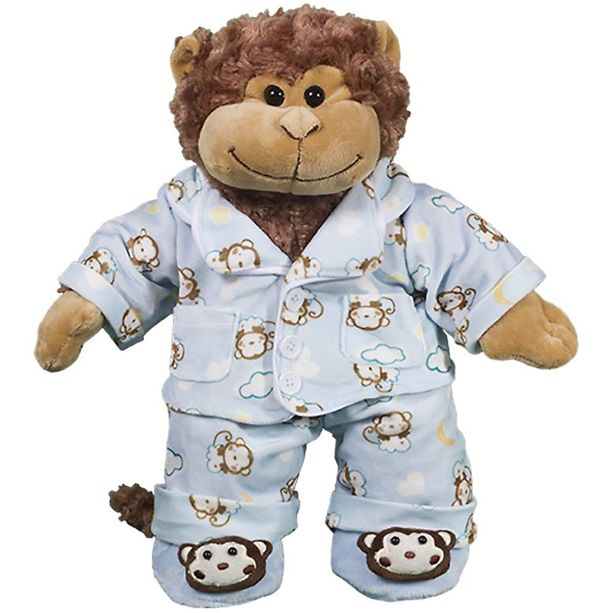 Blue Monkey Pajamas w/Slippers Teddy Bear Clothes Fits Most 8"-10" Build-A-Bear Buddies & Make Your Own Stuffed Animals