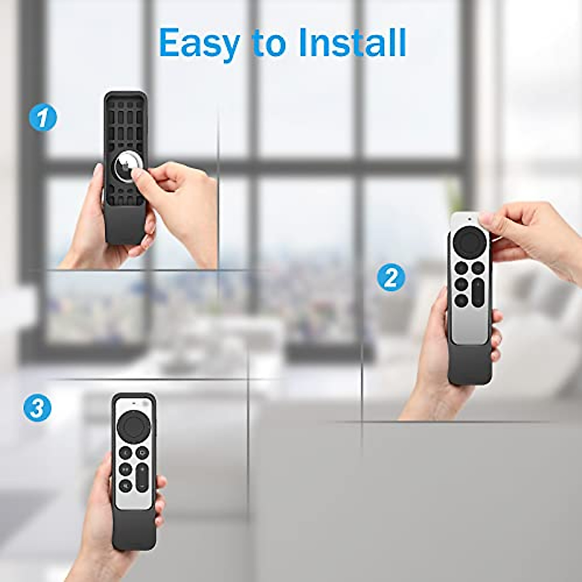 Fintie 2-in-1 Protective Case for 2021 2022 Apple TV Siri Remote and Apple AirTag - Lightweight Anti Slip Shockproof Cover for Apple TV 4K / HD Siri Remote Controller (2nd Gen / 3rd Gen), Black