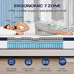 FLEXPEDIC 10" King Mattress, Memory Foam Hybrid Mattress with Space Cotton for Tight Sleep, Medium-Firm Cooling Mattress with Stronger Support, Motion Isolation &Pressure Relief