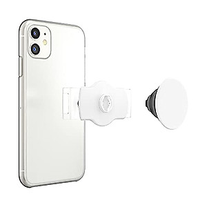 PopSockets Phone Grip Slide for Phones and Cases, Sliding Phone Grip with Expanding Kickstand, Square Edges - White