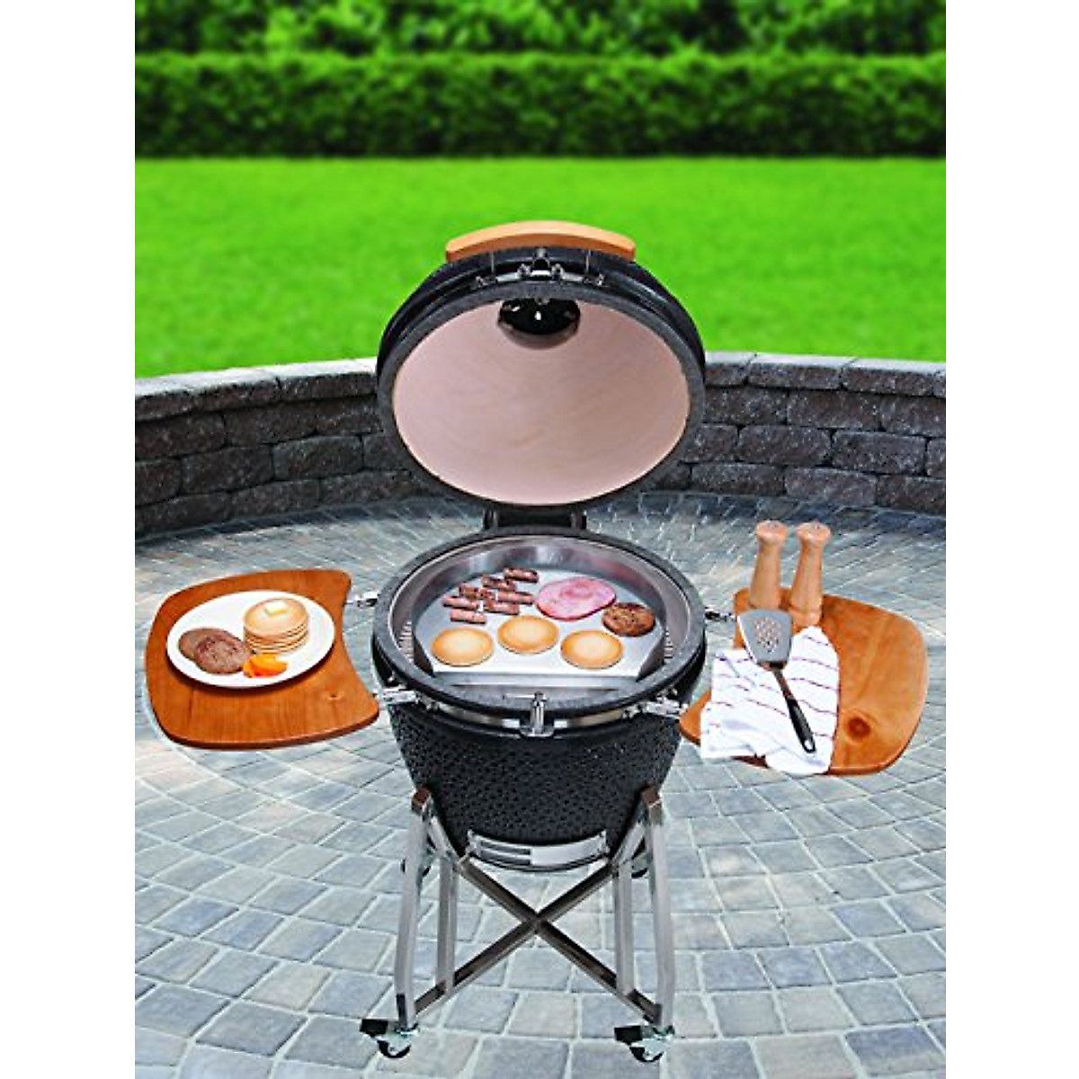 Little Griddle KQ-17-R Stainless Steel Outdoor BBQ Griddle, 17 x 14, For Charcoal Kettle and Kamado Grills, Fun to Use, Easy to Clean