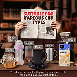 Coffee Mug Warmer, 40W Coffee Warmer for Desk Auto Shut Off, 3 Temperature Settings Smart Coffee Cup Warmer, Electric Candle Warmer Heating Plate for Coffee, Beverage, Milk, Tea and Hot Chocolate