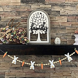 Boddenly Easter Bunny Carrot Garland, Banner Decorations For The Home, Stuffed Rabbit, Plaited Carrot, Wooden Beads, Fireplace, Kids Room Wall Hanging Happy Party, 40 Inch